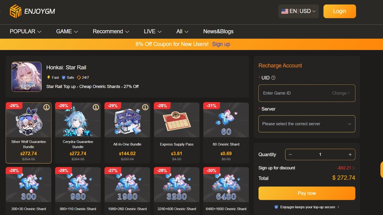 How to Top Up Honkai Star Rail on the Official Site (Global Version 2025)